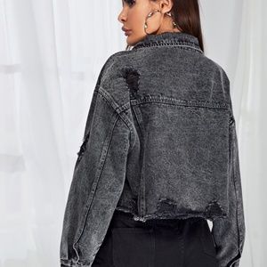 Jackets & Coats | Vintage Wash Black Distressed Button Denim Washed ...